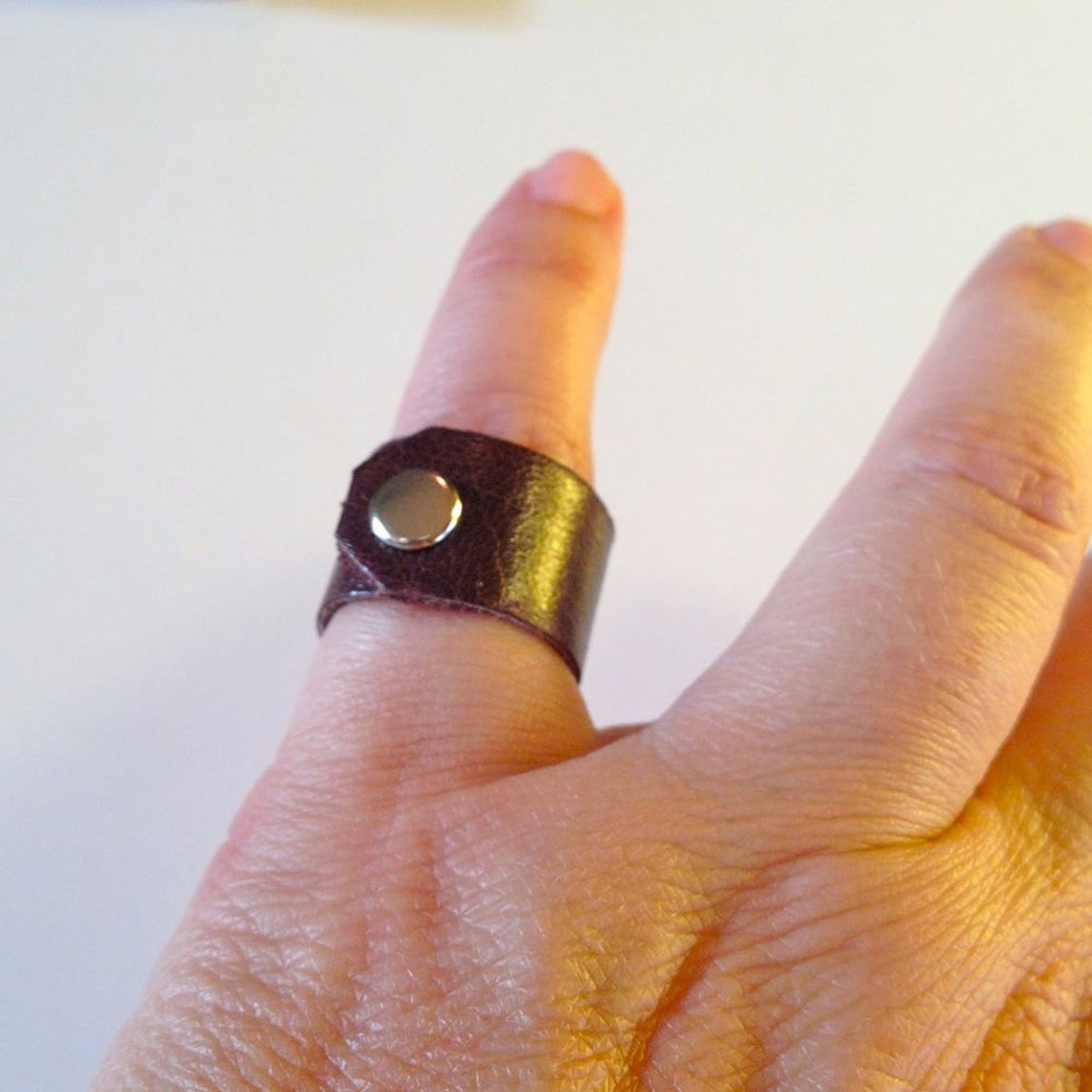 Soft Leather Ring Dark Brown Wrapped Around Ring Cool Leather Jewelry ...