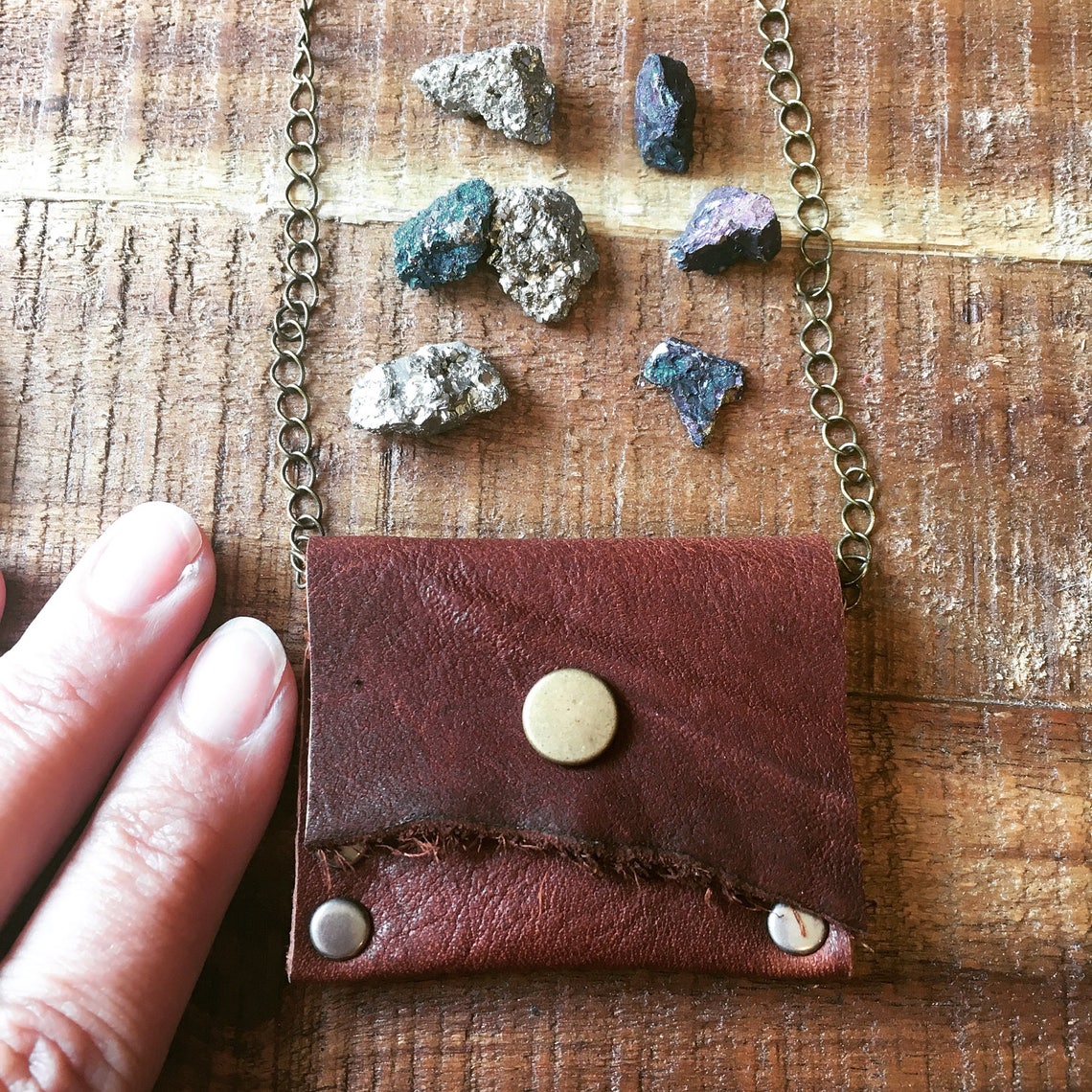 Leather Medicine Bag Necklace, Small Pouch for Healing Crystals, Native ...