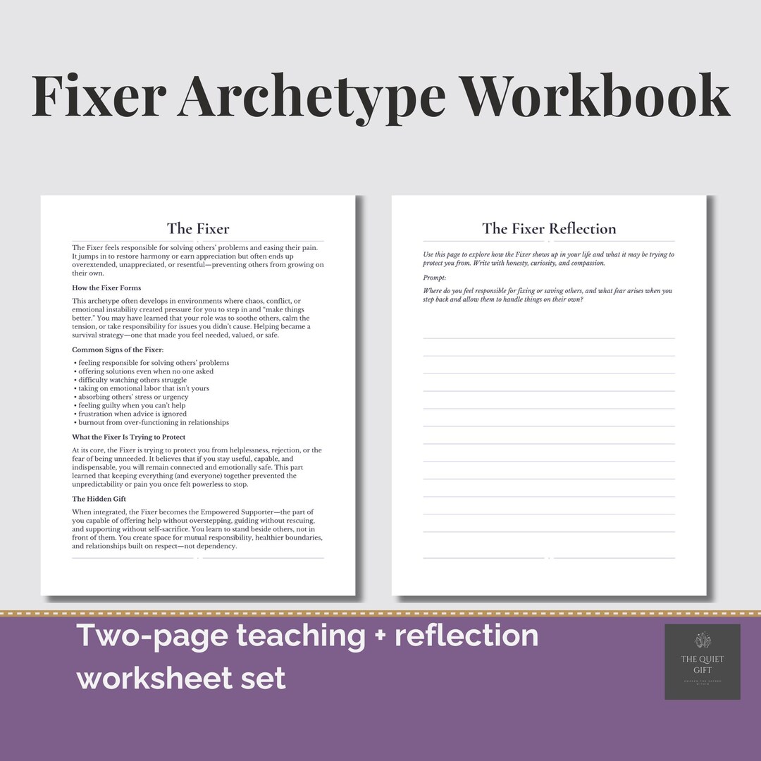 Fixer Archetype Workbook | Shadow Work Printable | Teaching ...