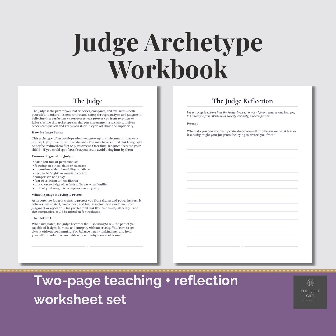 Judge Archetype Workbook | Shadow Work Printable | Teaching ...