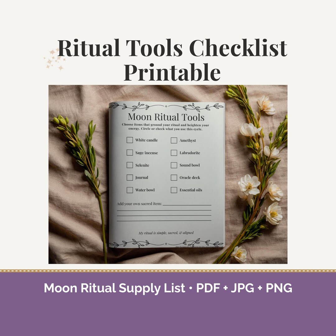 Moon Ritual Tools Checklist Printable | Witchcraft Altar Supplies (PDF ...
