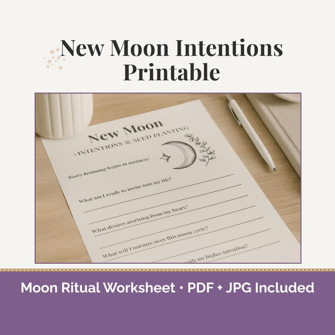New Moon Intentions Worksheet | Lunar Ritual Printable (PDF + JPG) - Etsy