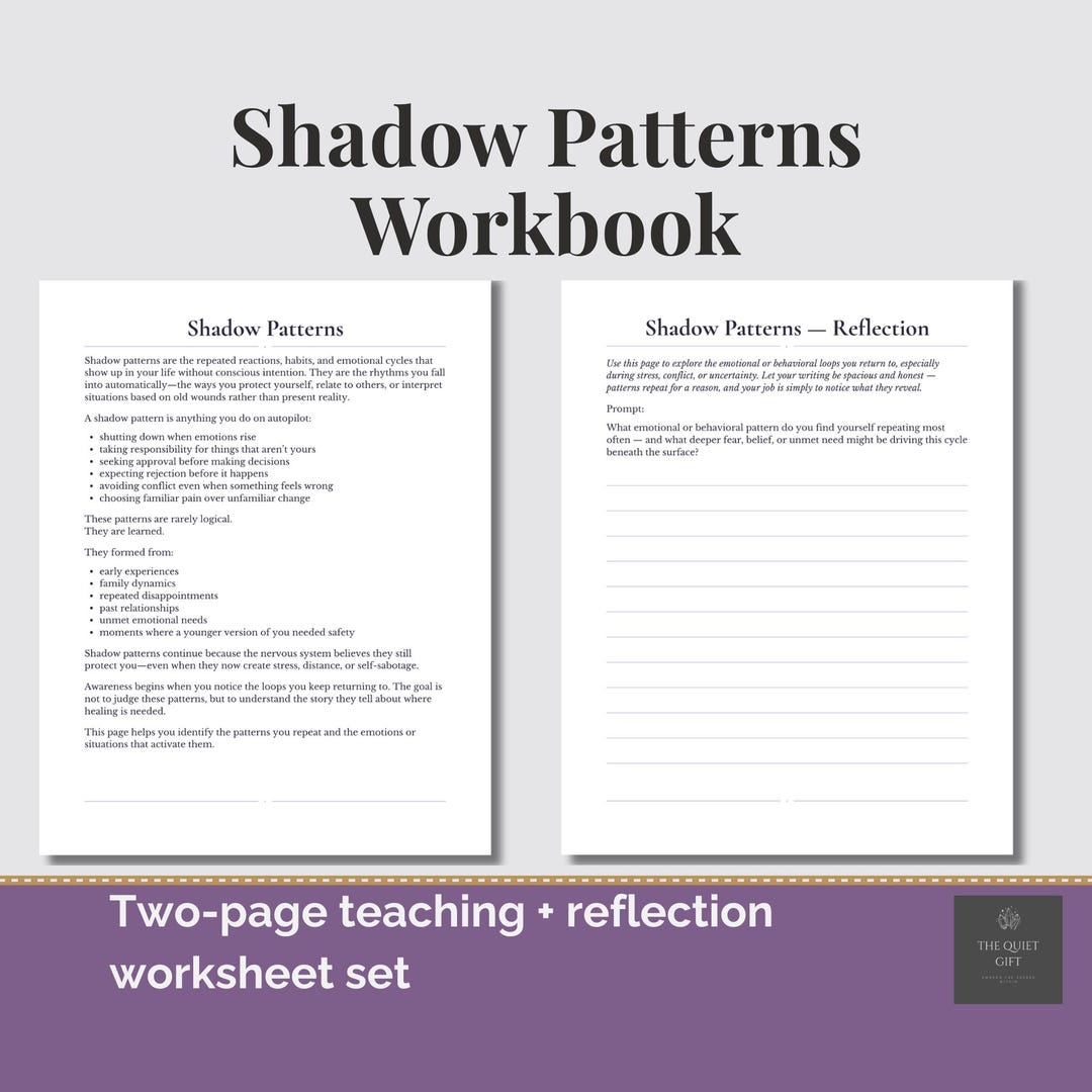 Shadow Patterns Workbook | Shadow Work Printable | Teaching ...