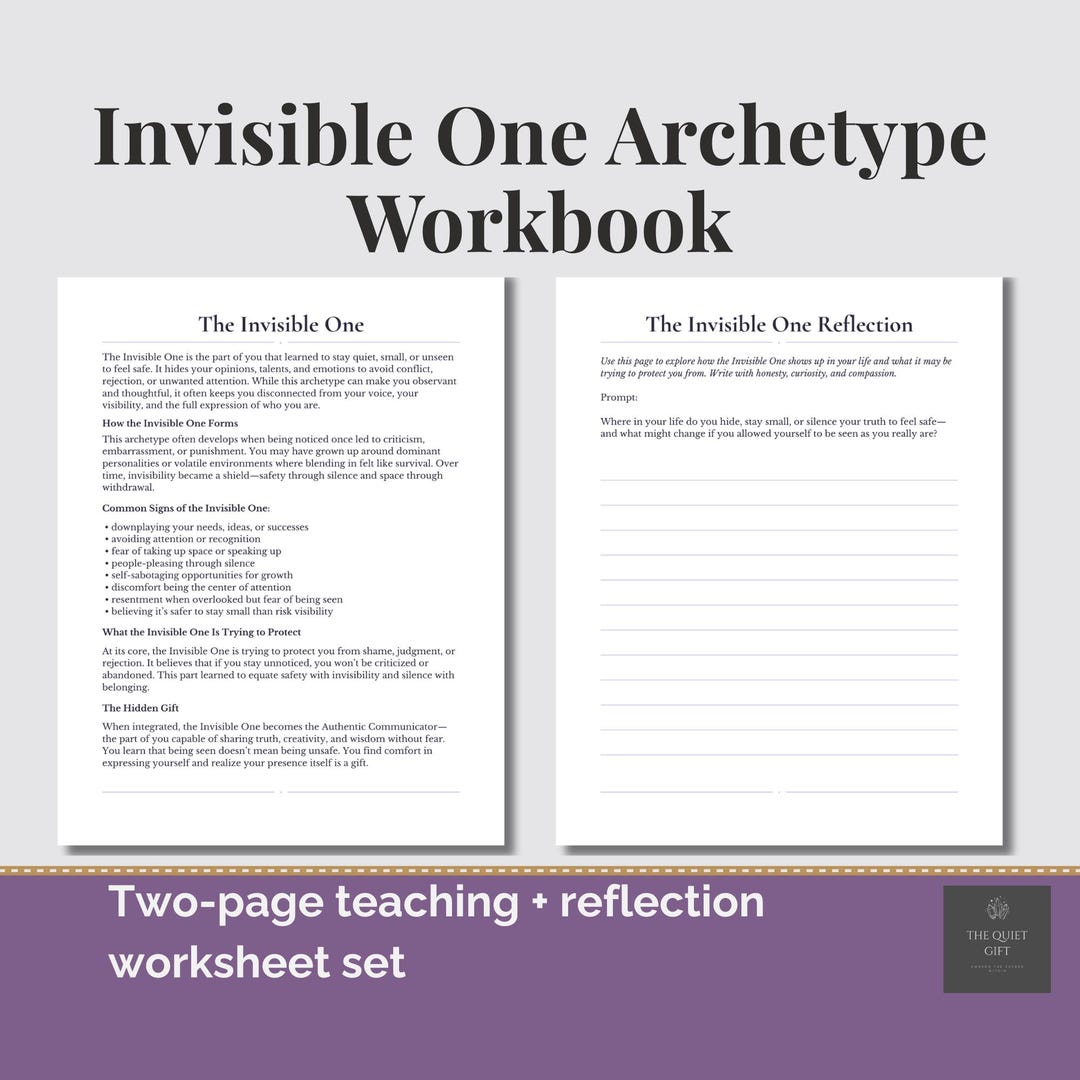 Invisible One Archetype Workbook | Shadow Work Printable | Teaching ...
