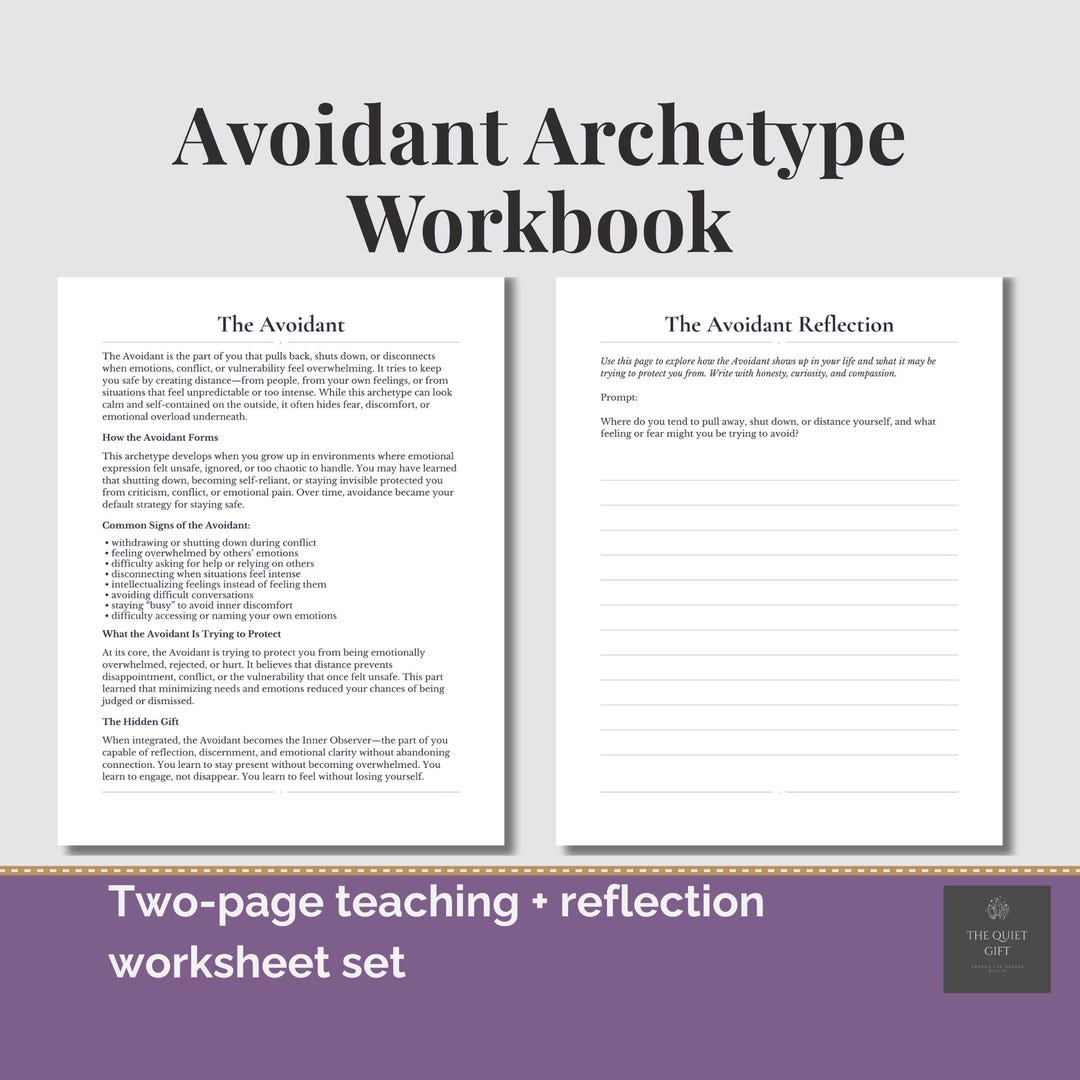 Avoidant Archetype Workbook | Shadow Work Printable | Teaching ...