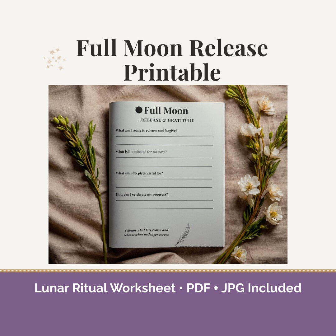Full Moon Release Worksheet | Lunar Ritual Printable (PDF + JPG) - Etsy