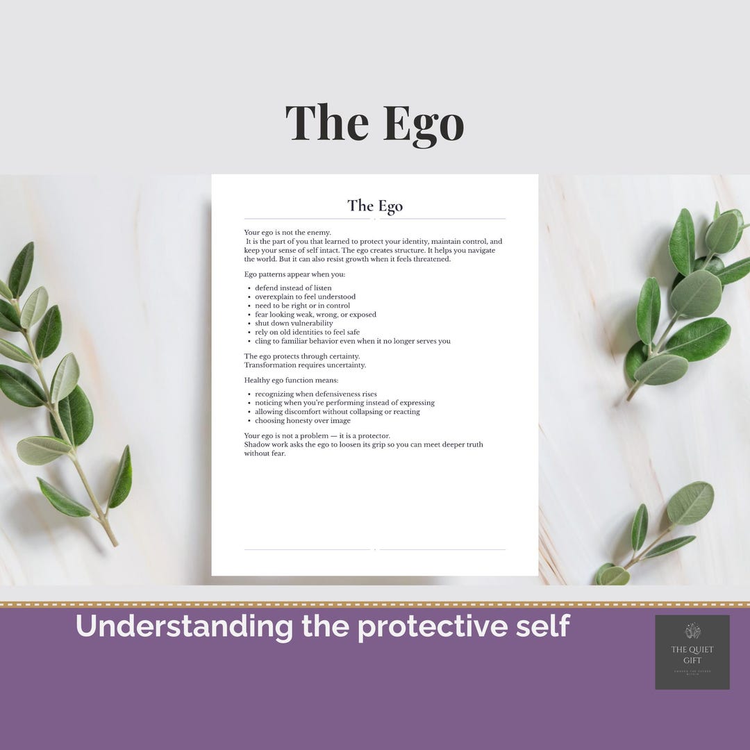 The Ego Printable | Shadow Work Teaching Page | Understand Ego Defenses ...