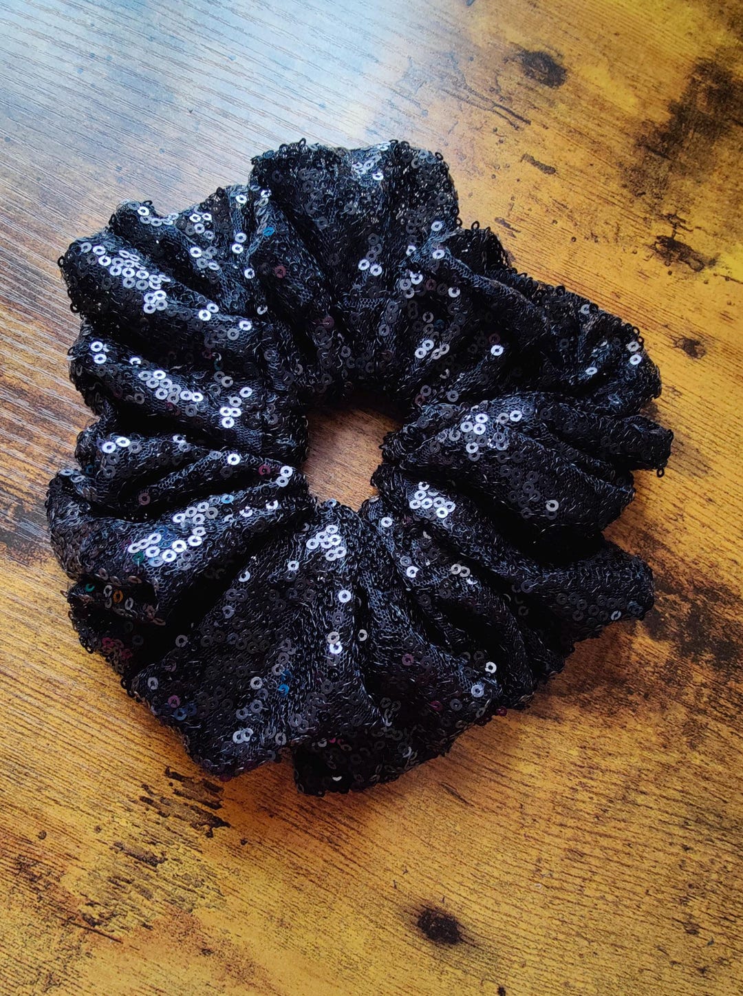 Sequin Black XL Scrunchie - Etsy