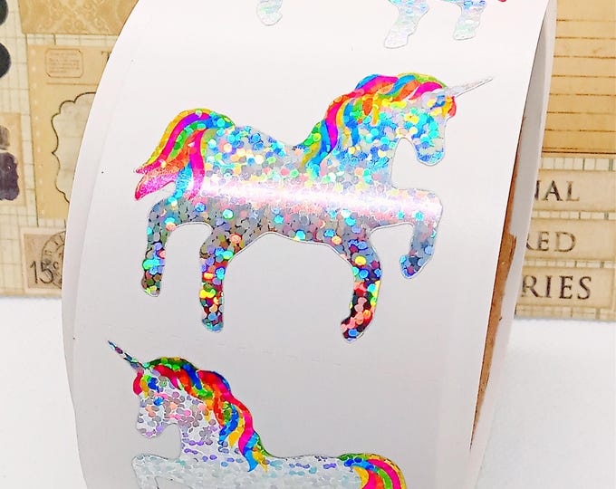 Vintage Hambly Rainbow Sparkle Glitter Unicorn Stickers Set of 2 - Etsy