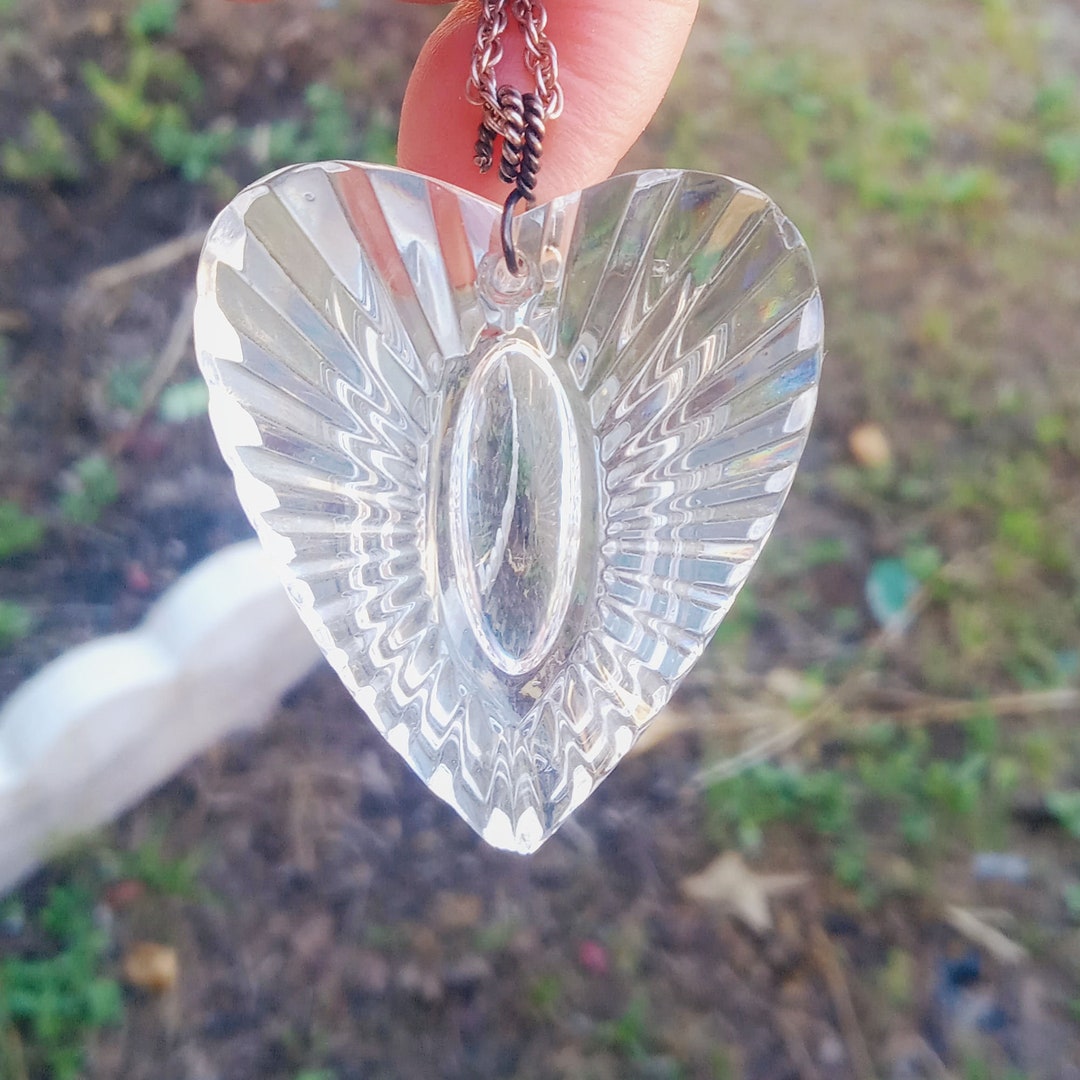 Cut Glass Heart Necklace on Sterling Chain, Waterford Crystal Heart - Etsy