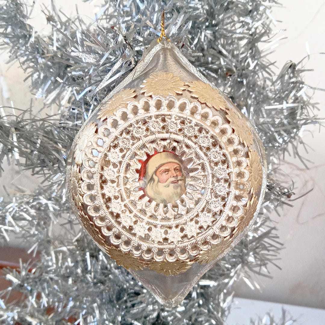 Vintage Gold Dresden Indent Victorian Santa Claus Christmas Ornament - Etsy