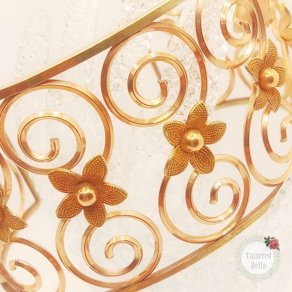 Krementz Wide Rose Gold Filled Scroll Work and Flower… - Gem