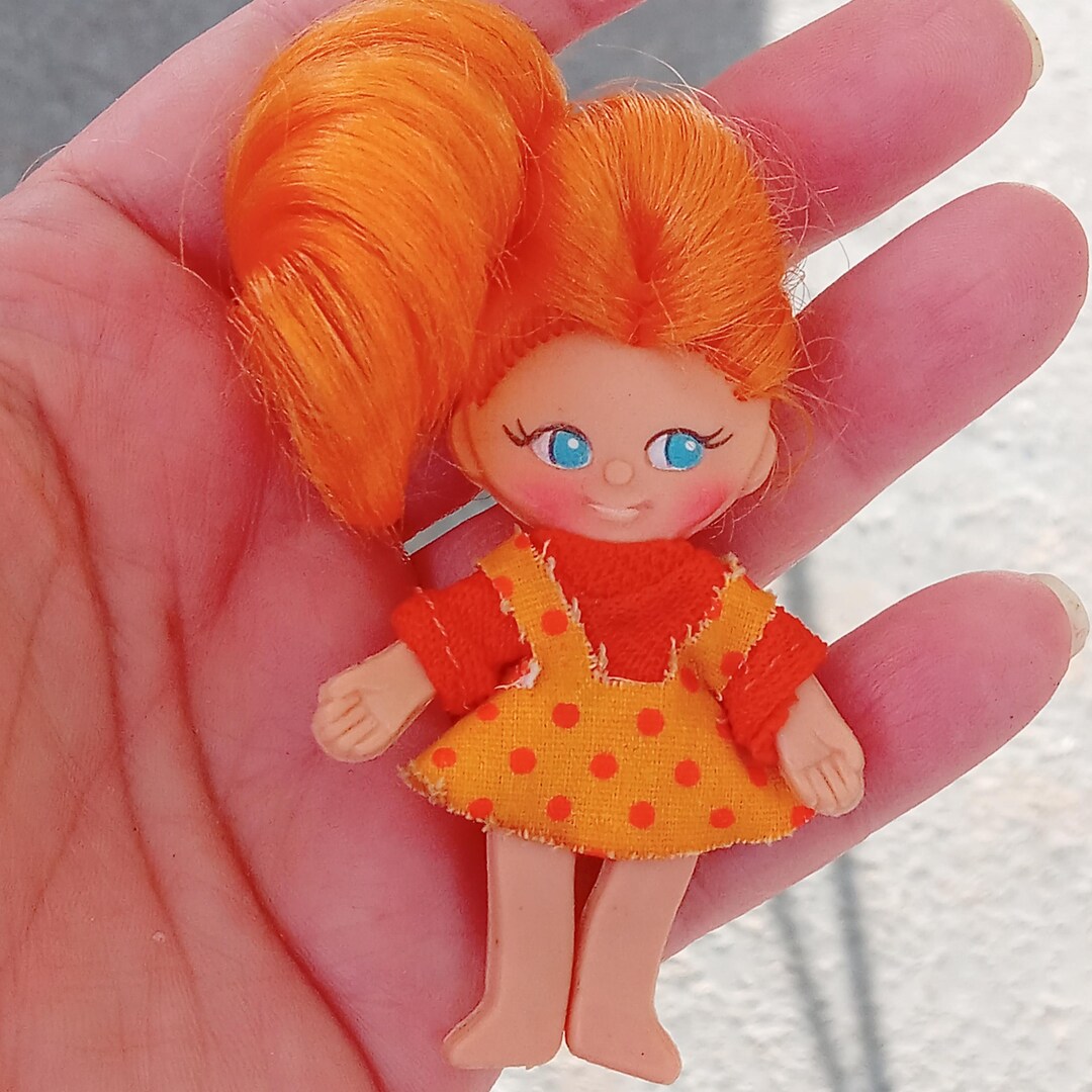 Vintage 1969 Mod Mini Ideal Flatsy Doll Orange Hair Polka Dot Dress ...