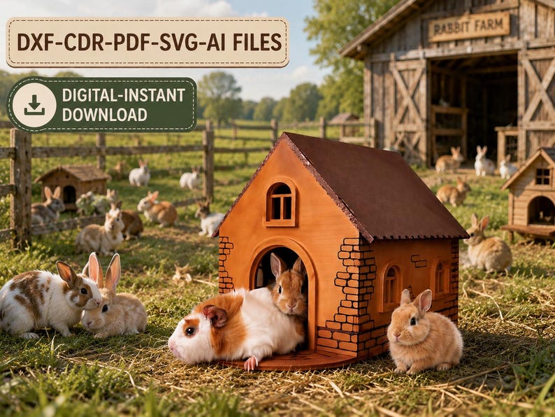 Rabbit House Laser Cut File : DXF CDR PDF Svg Ai Files (digital-instant ...