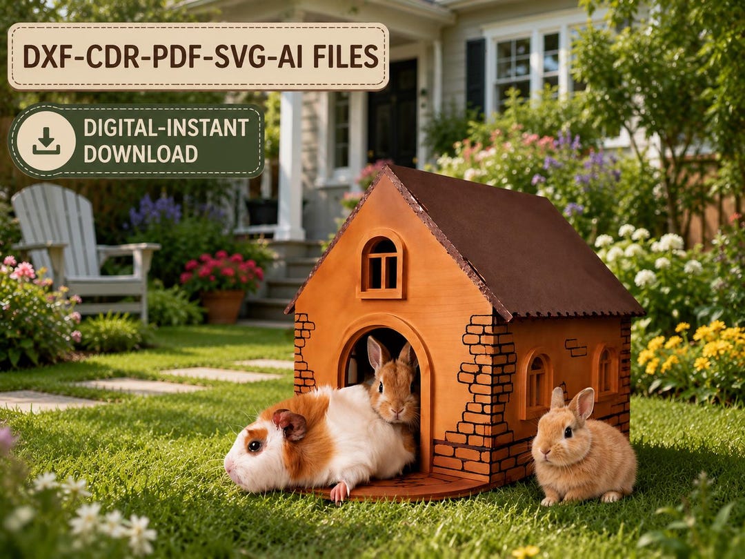 Rabbit House Laser Cut File : DXF CDR PDF Svg Ai Files (digital-instant ...