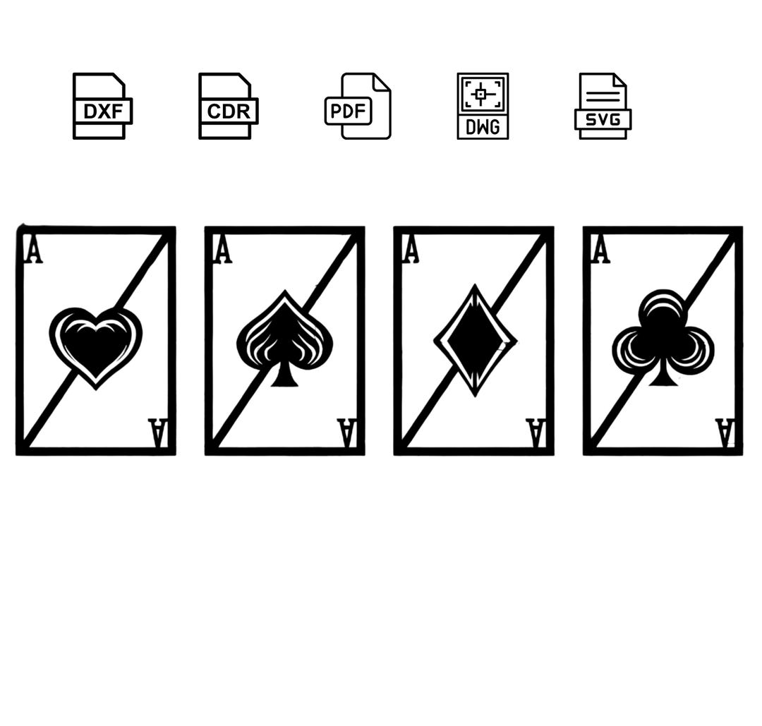 Cards Wall Art Laser Cut Files : DXF CDR PDF Dwg Svg Files ( Digital ...