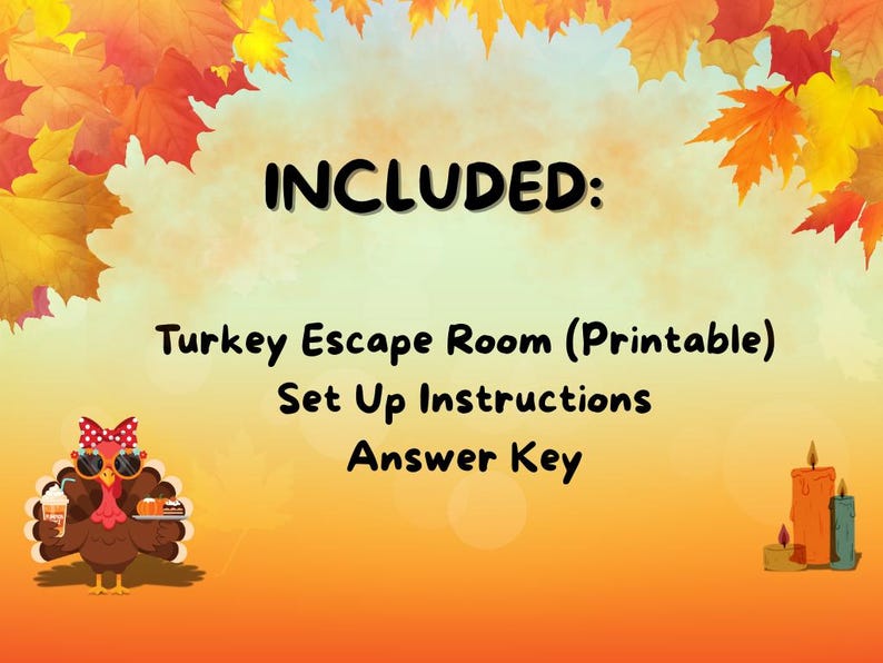 Thanksgiving Turkey Escape Room for Kids - Printable - Etsy UK