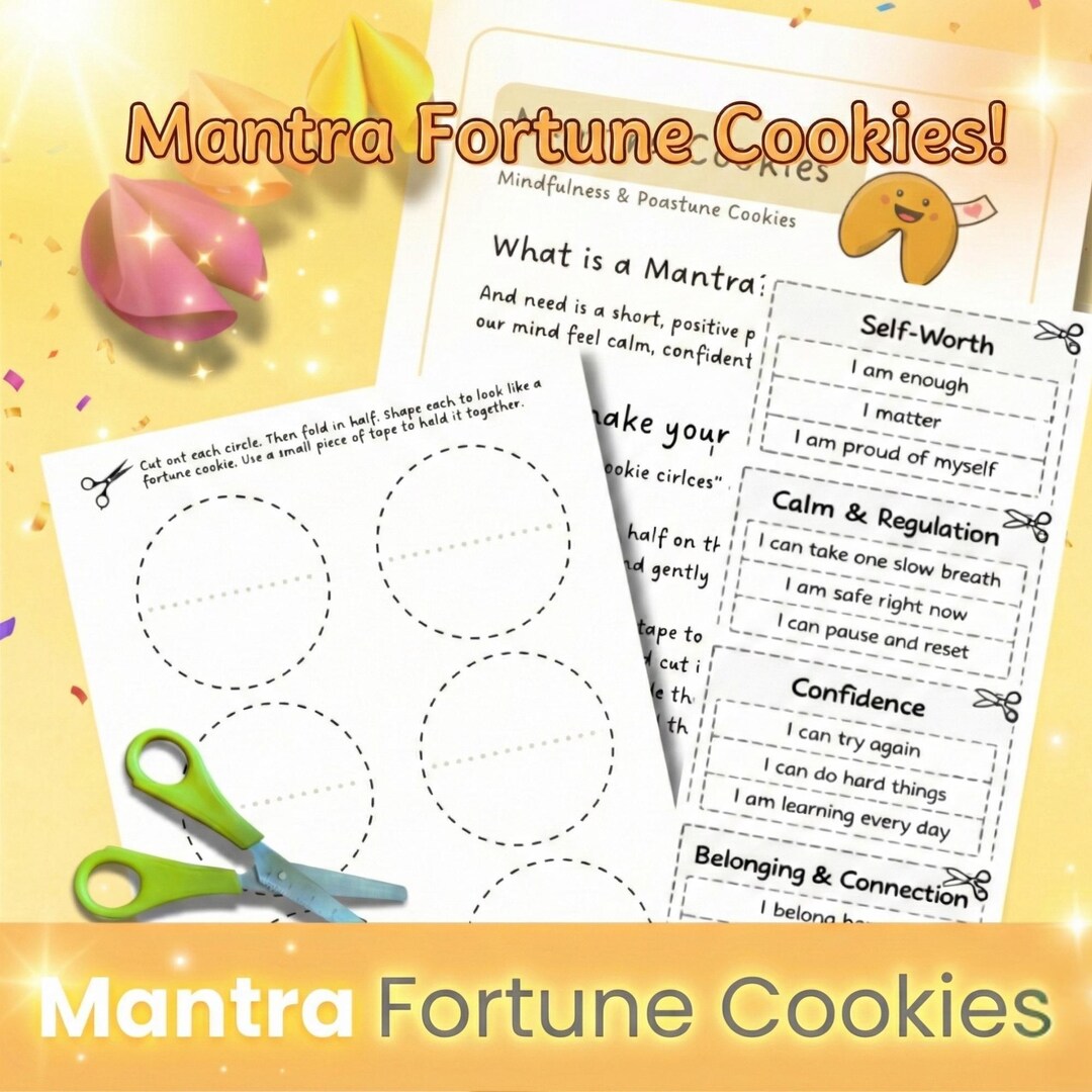 Mantra Fortune Cookies Printable | Mindfulness Valentine SEL Activity ...