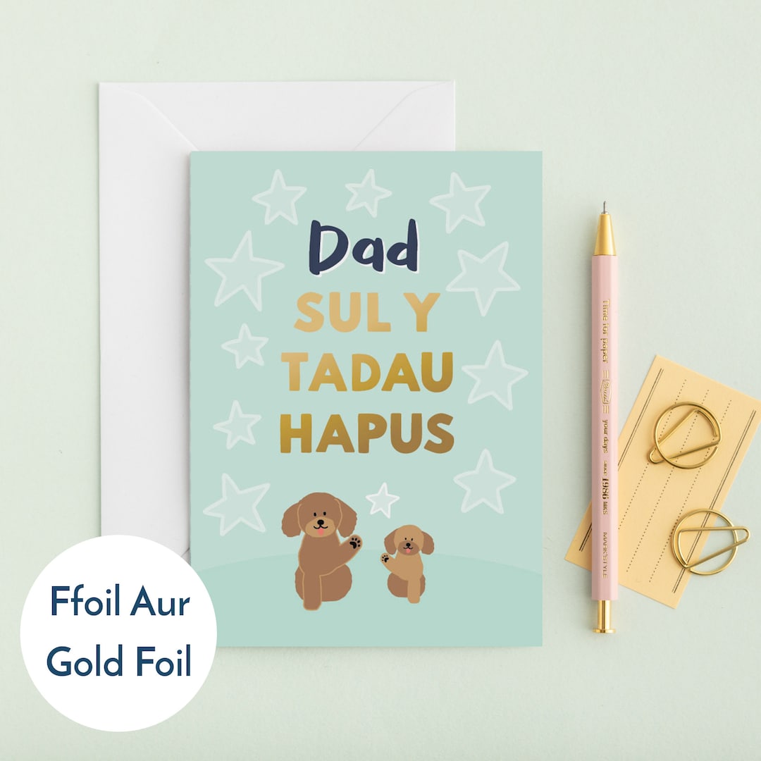 Welsh Father's Day Card 'dad Sul Y Tadau Hapus' - Dogs - Etsy