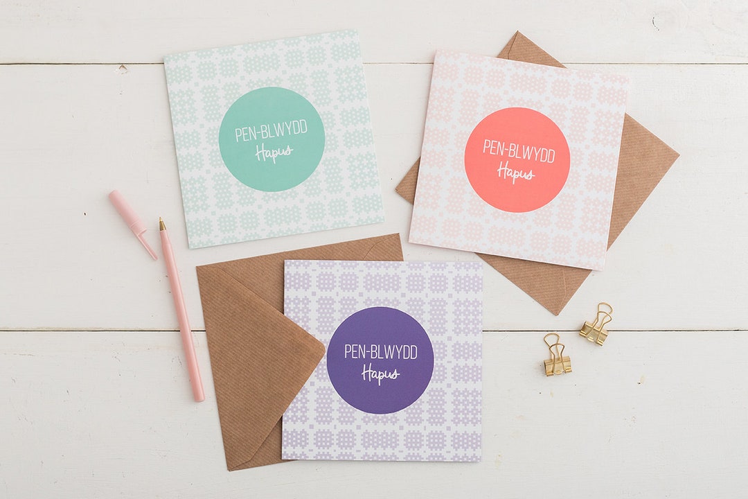 Welsh Tapestry Birthday Card Collection Penblwydd Cymraeg Welsh Happy ...