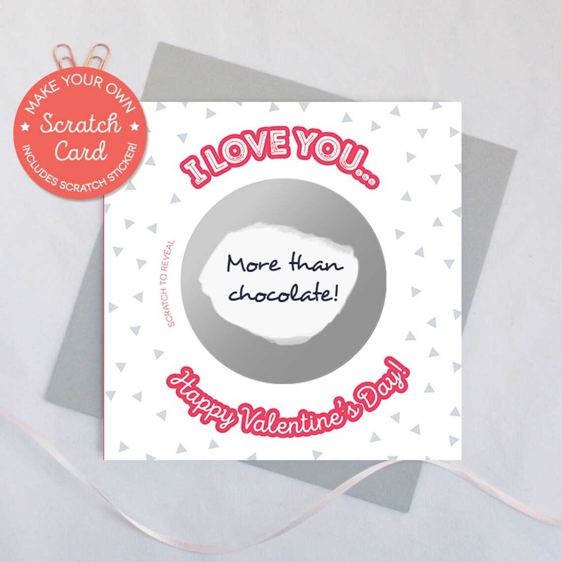 Valentine Day Scratch Card 'I Love You... Happy - Etsy