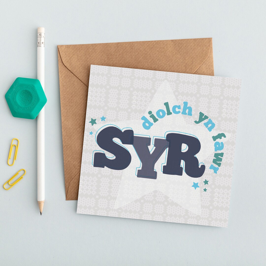 Welsh Thank You Teacher Card 'diolch Yn Fawr Syr' Cerdyn Diolch Cymraeg ...