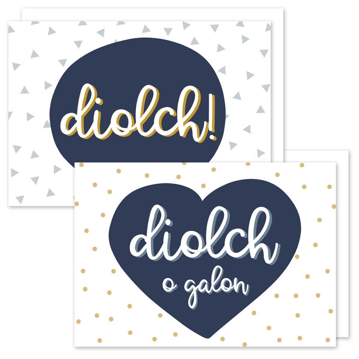 Pack of 4 Welsh Thank You Cards / Pecyn O 4 Cerdyn Diolch Cardiau ...