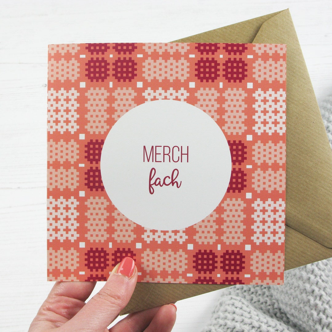 Welsh Baby Girl Card 'merch Fach' Welsh Tapestry Cerdyn Cymraeg Babi ...
