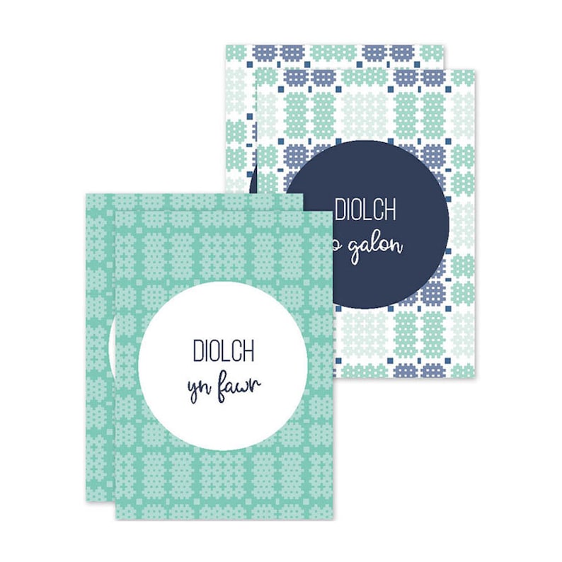 Thank You Cards 'diolch Yn Fawr / Diolch O Galon' Pack of 4 Mini Cards ...
