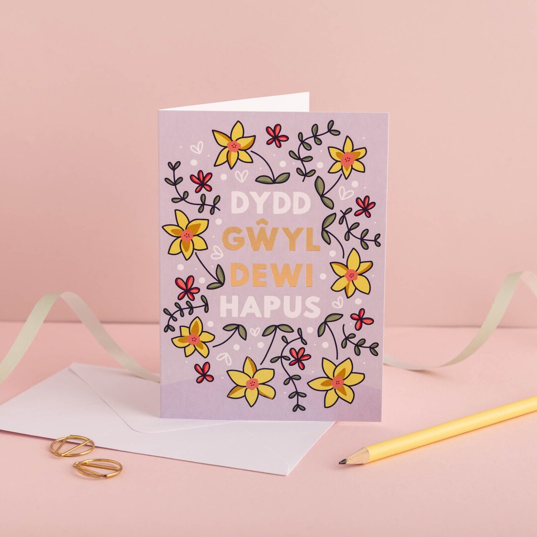 Welsh St David's Day Card - Cerdyn Dydd Gŵyl Dewi Hapus - Etsy