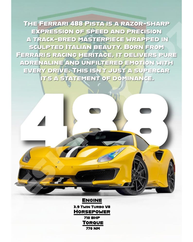 Ferrari 488 Pista Print (digital) - Etsy