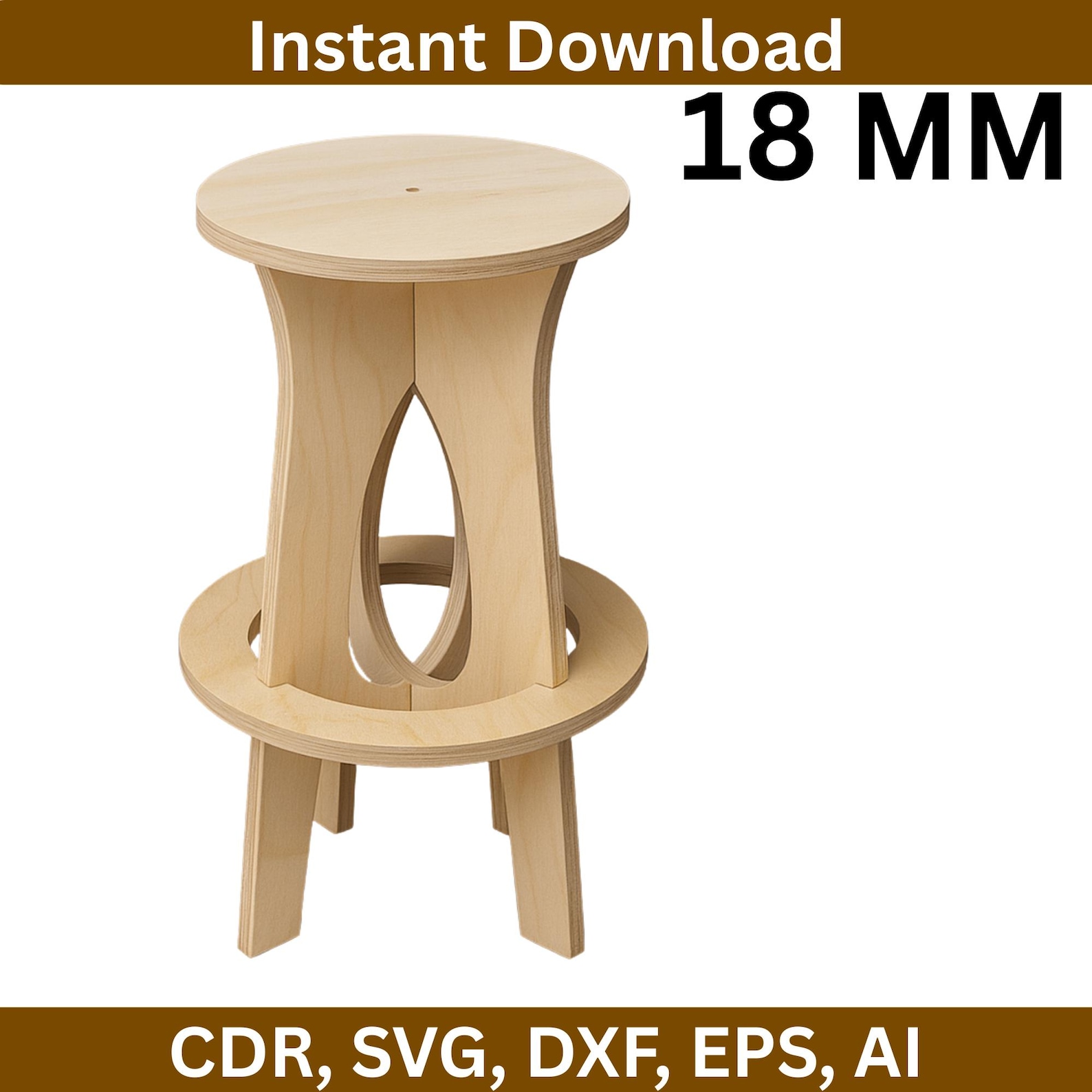 Round Wooden Stool Laser Cut CNC File - Etsy
