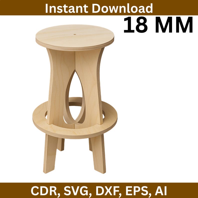 Round Wooden Stool Laser Cut CNC File - Etsy