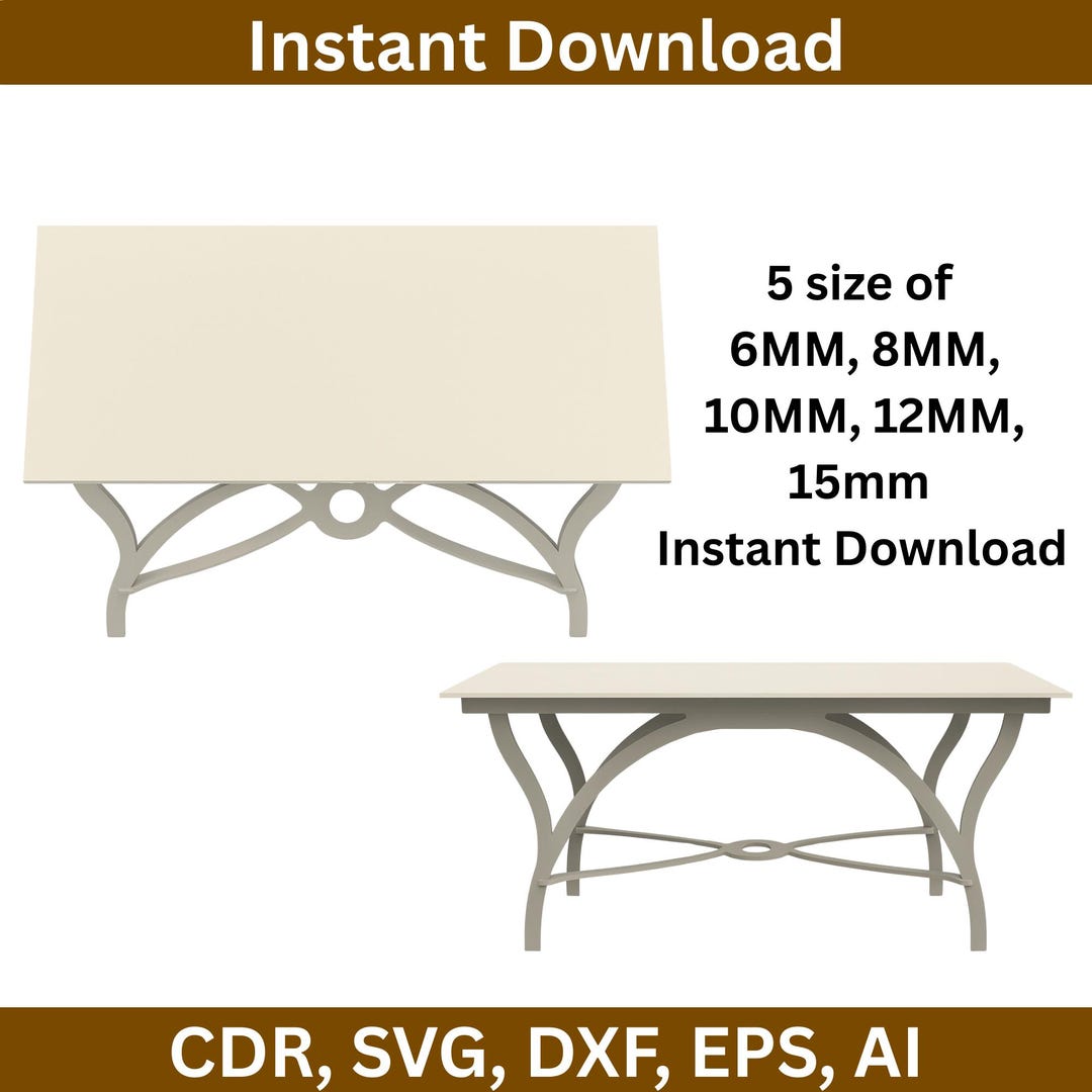 Laser Cut Wooden Coffee Table CNC File Svg Dxf Ai Eps Cdr Instant ...