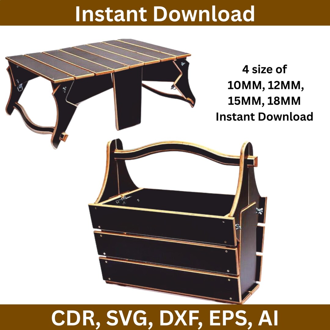 Foldable Wooden Tool Box & Table Laser Cut File - Etsy
