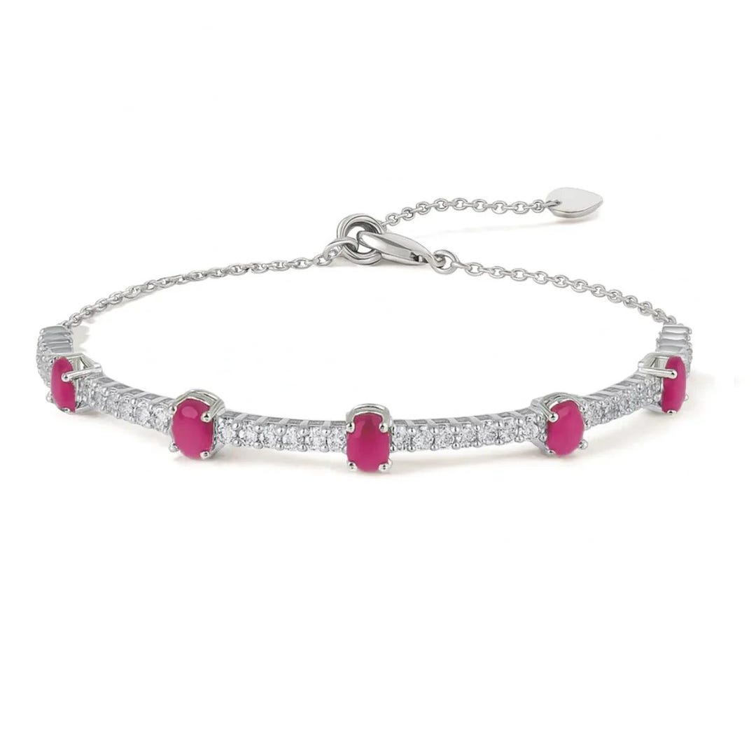 Sterling Silver Ruby Tennis Bracelet, Adjustable July Birthstone ...