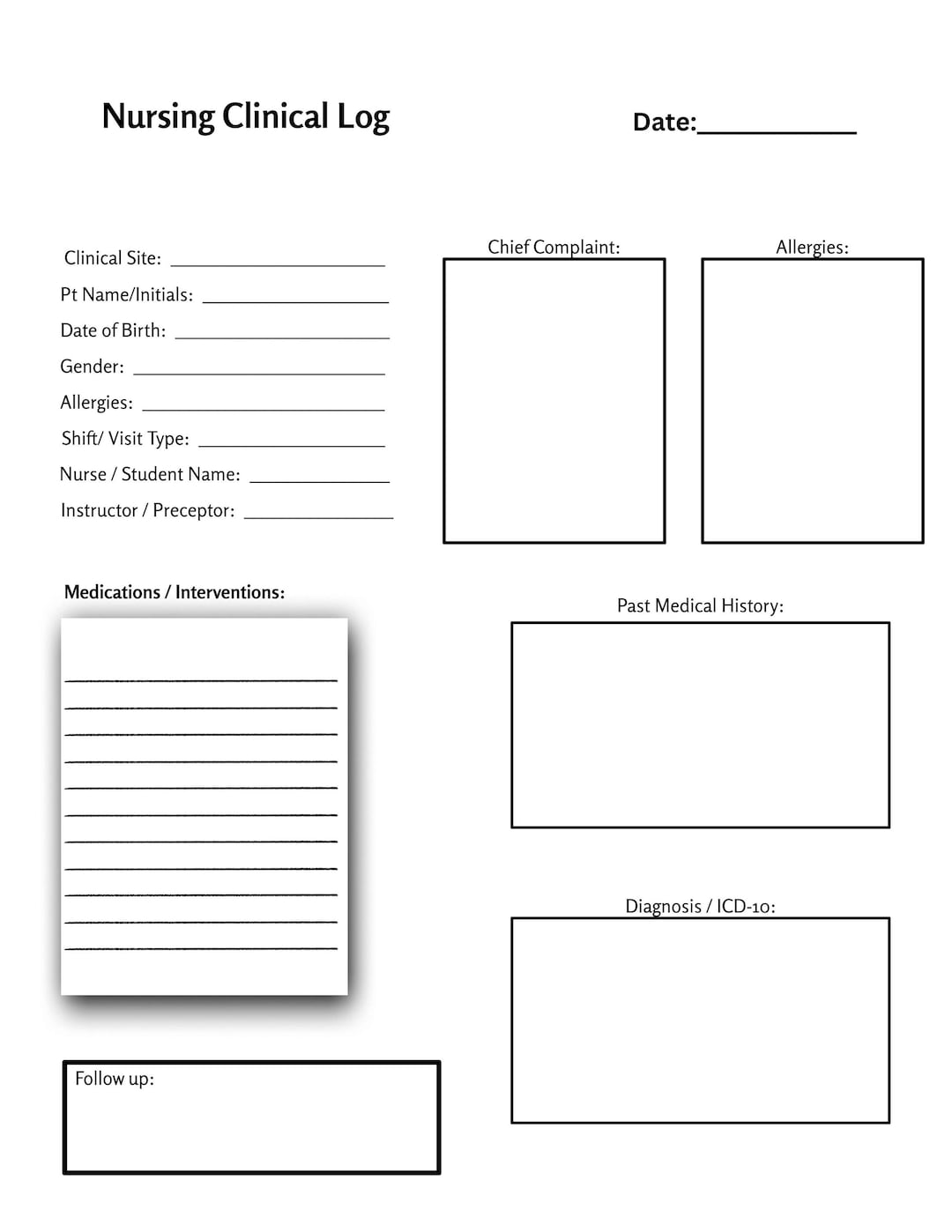 Nursing Clinical Sheets Bundle - 5 Printable Pages for Nurses & Nursing ...