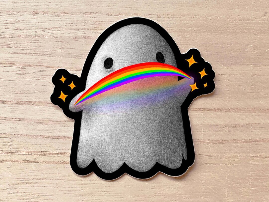 Rainbow Ghost Sticker - Etsy