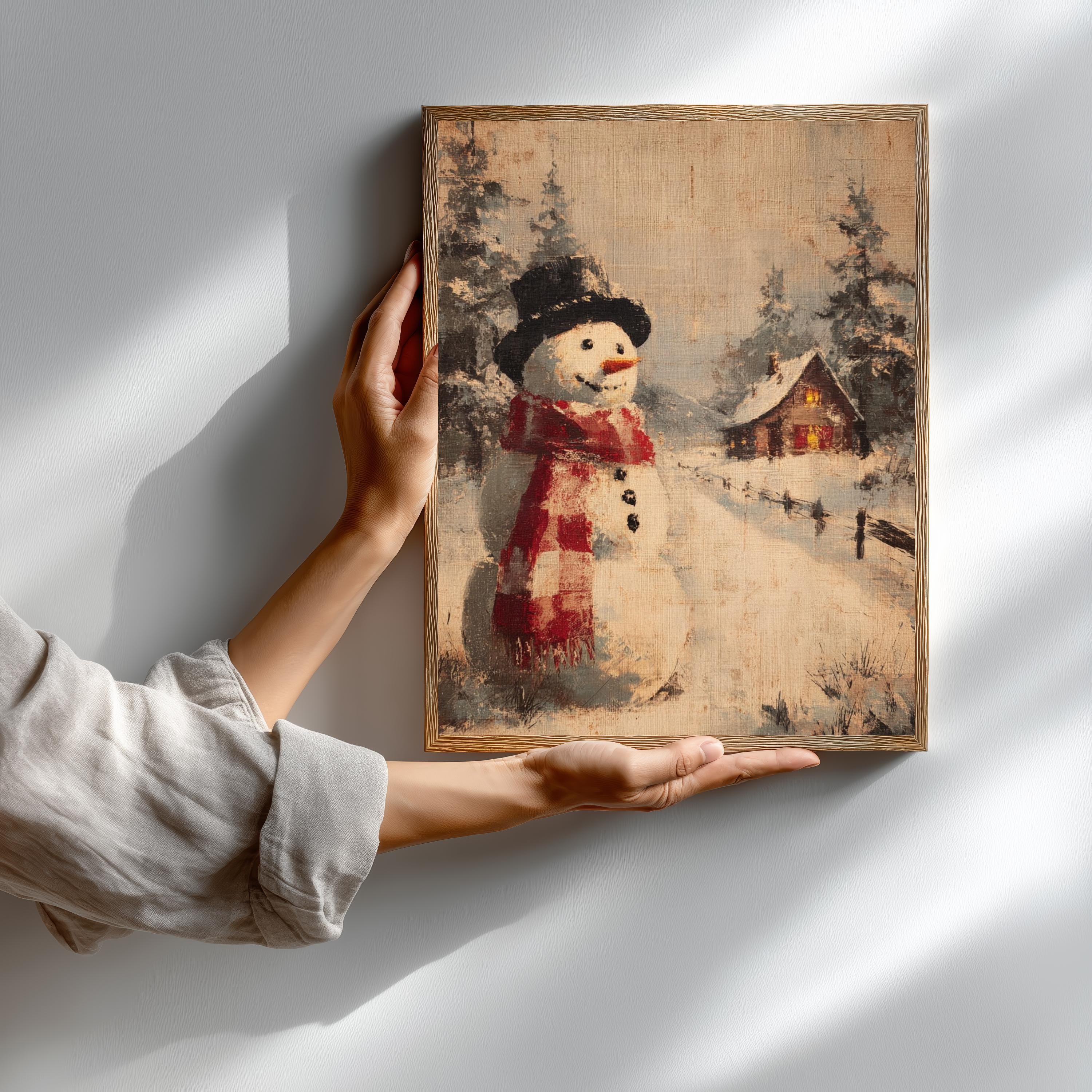 Vintage Snowman Print: Rustic Decor (physical Print) - Etsy