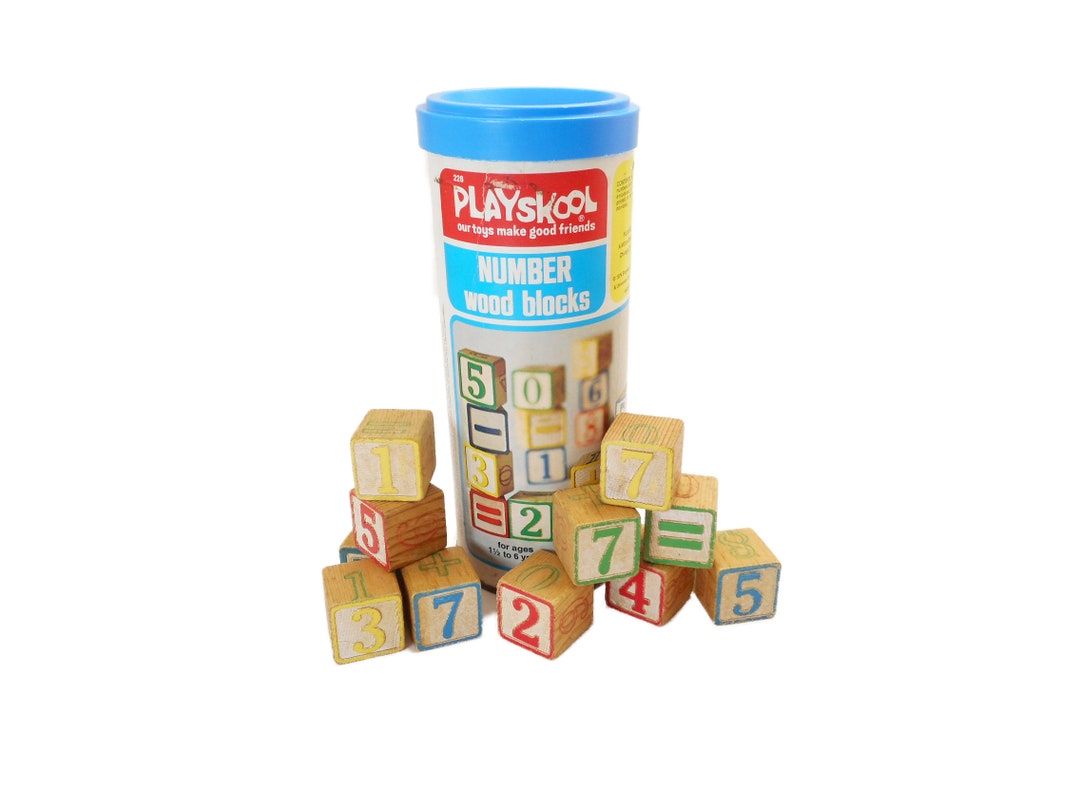 Playskool Wood Number Blocks 1974 With Container incomplete Set - Etsy