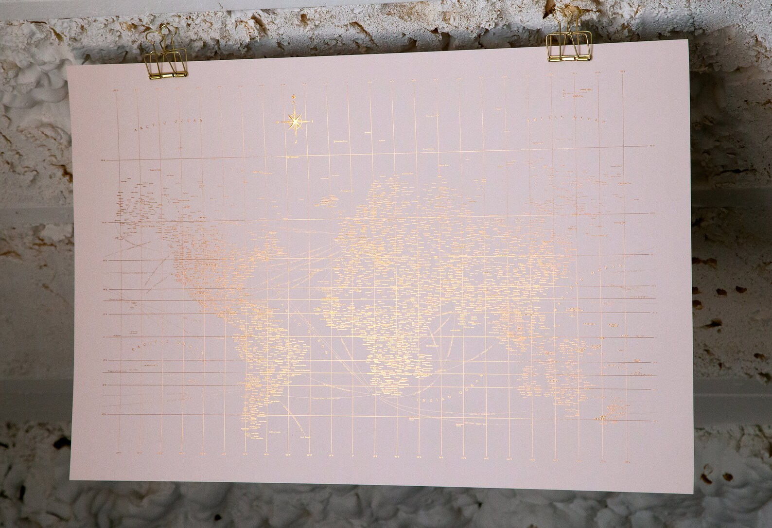 Pink & Rose Gold Typographic World Map - Etsy
