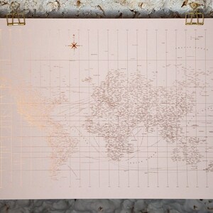 Pink & Rose Gold Typographic World Map - Etsy