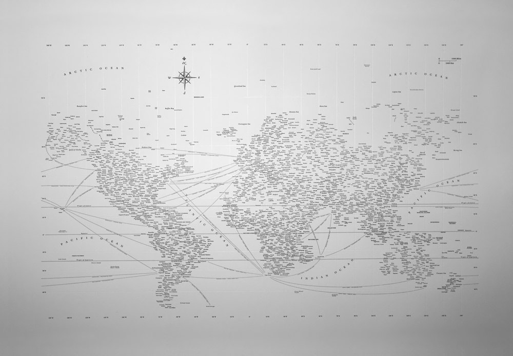 Letterpressed Typographic World Map - Etsy