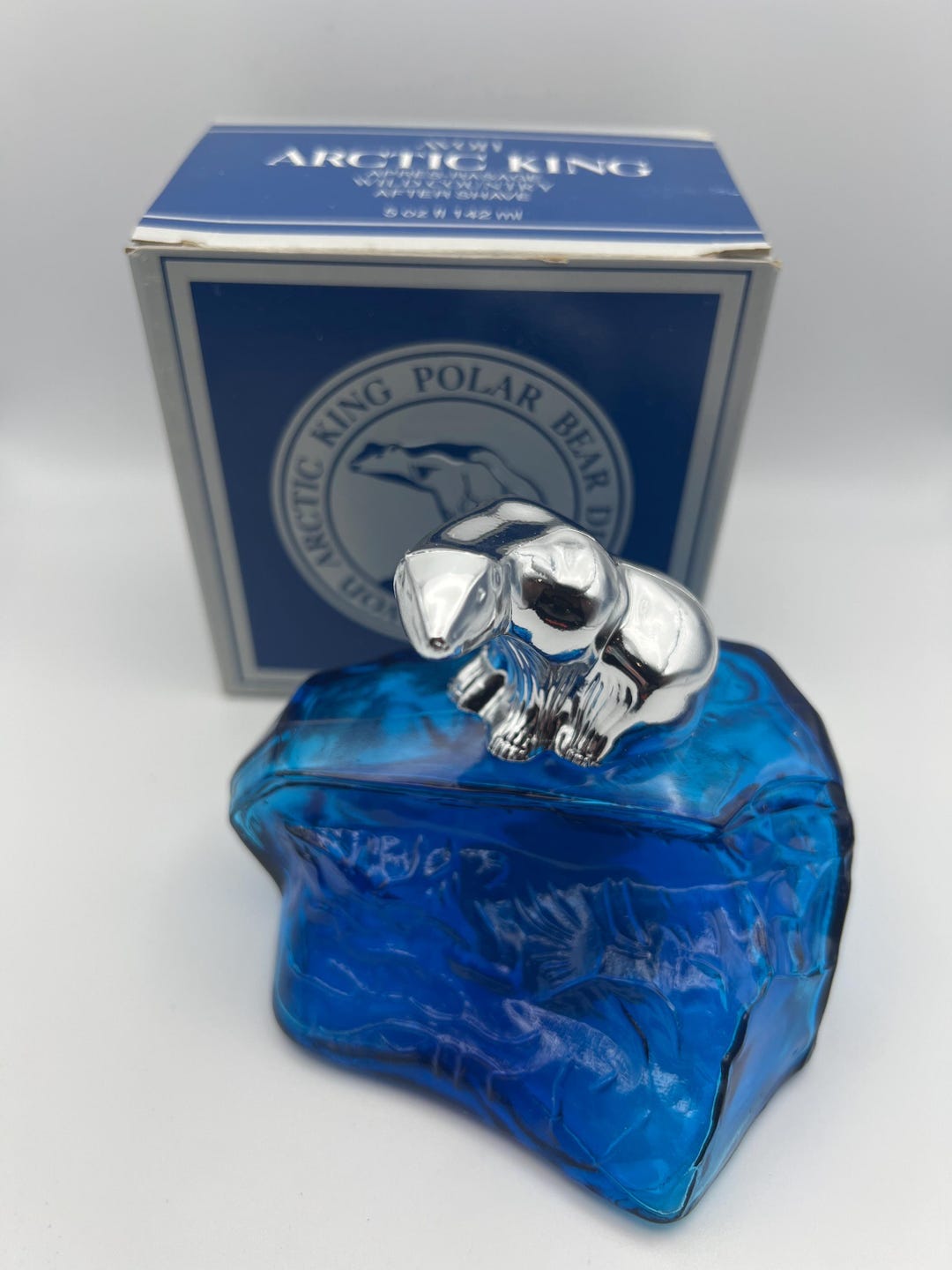 Vintage Avon Arctic King Polar Bear Cologne Decanter – Blue Glass ...