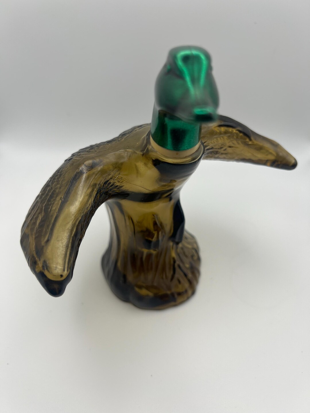 Vintage Avon Flying Goose Cologne Bottle Empty Amber Glass Green Head ...