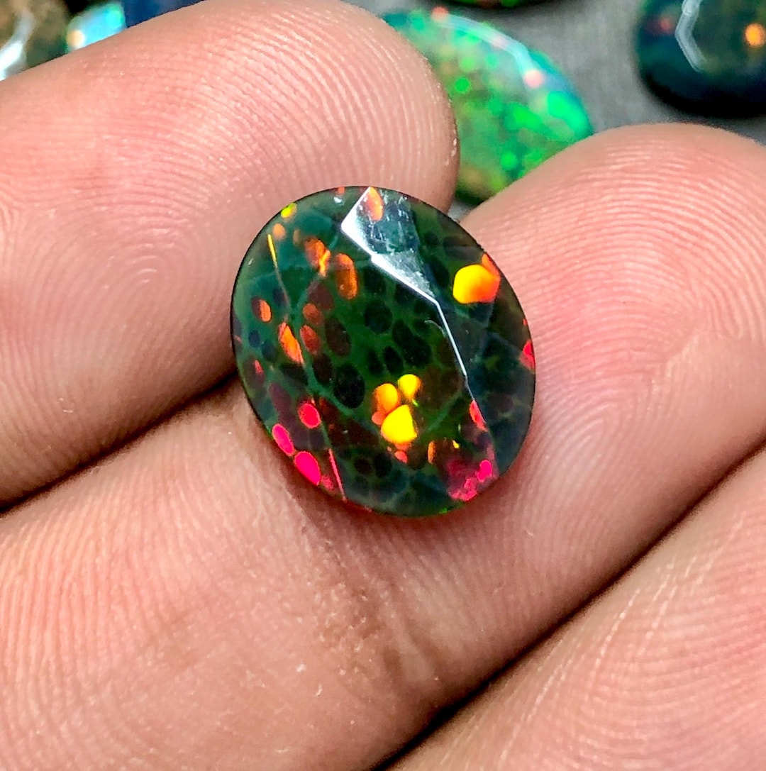 Piedra de ópalo negro con corte de panal, ópalo de fuego natural ...