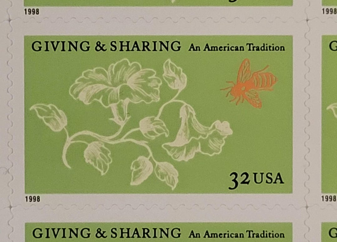 Four 'giving and Sharing' Vintage Postage Stamps. 32 Cent Denomination ...