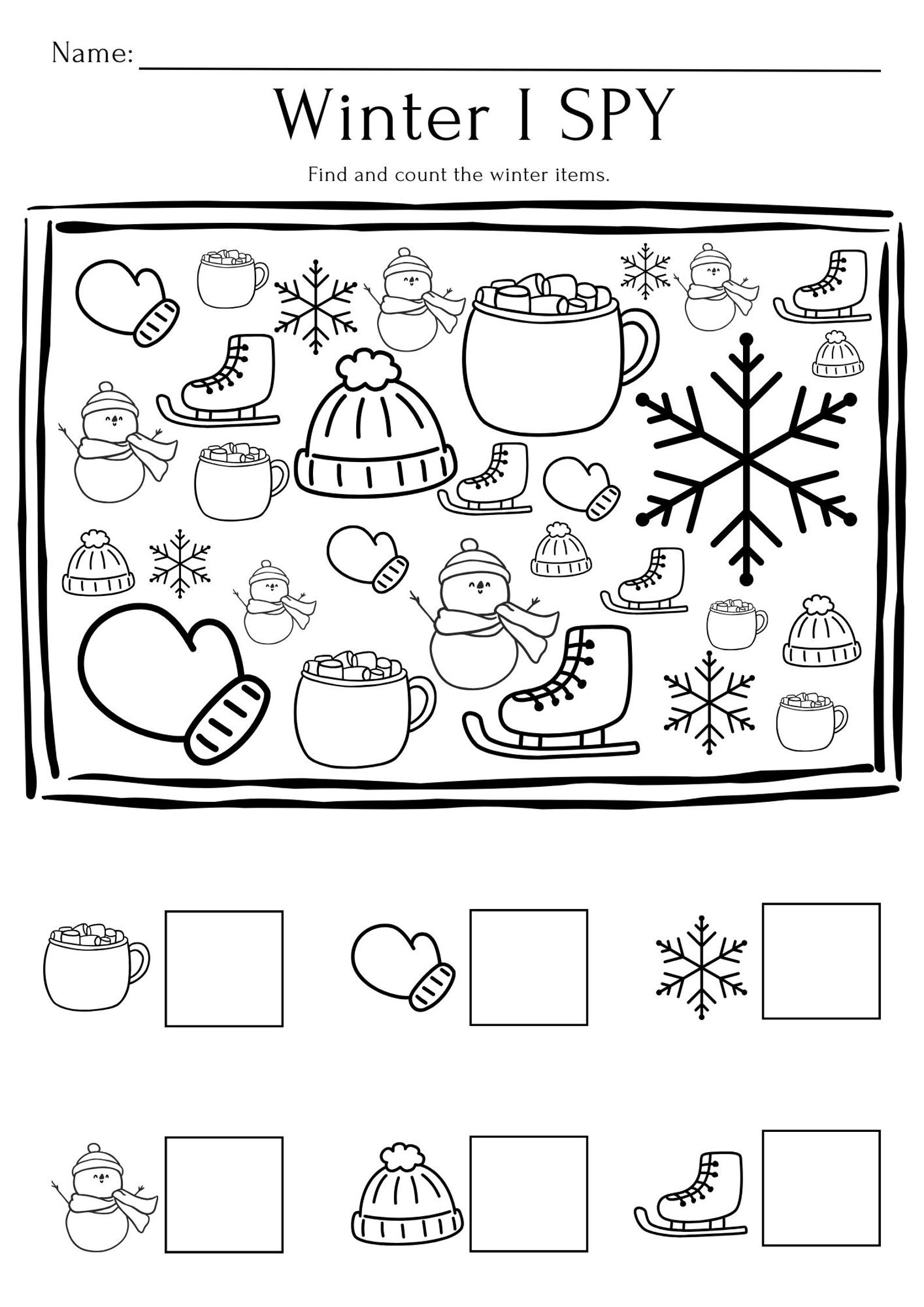 Winter I Spy Printable for Kids| Preschool & Kindergarten Winter ...