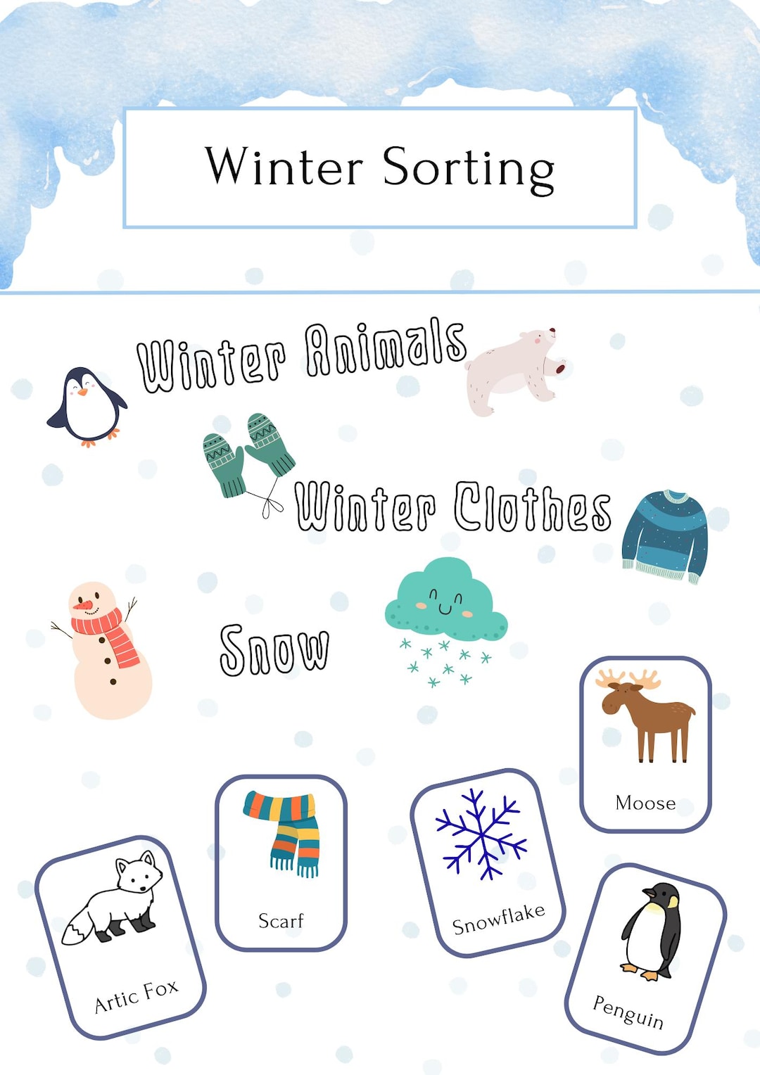 Winter Sorting Activity | Printable Cards & Mats (PDF) - Etsy