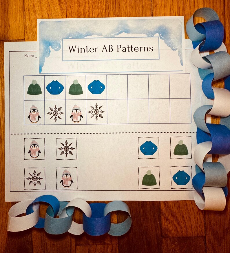 Winter AB Pattern Worksheet| Cut and Paste Printable| Preschool Pattern ...